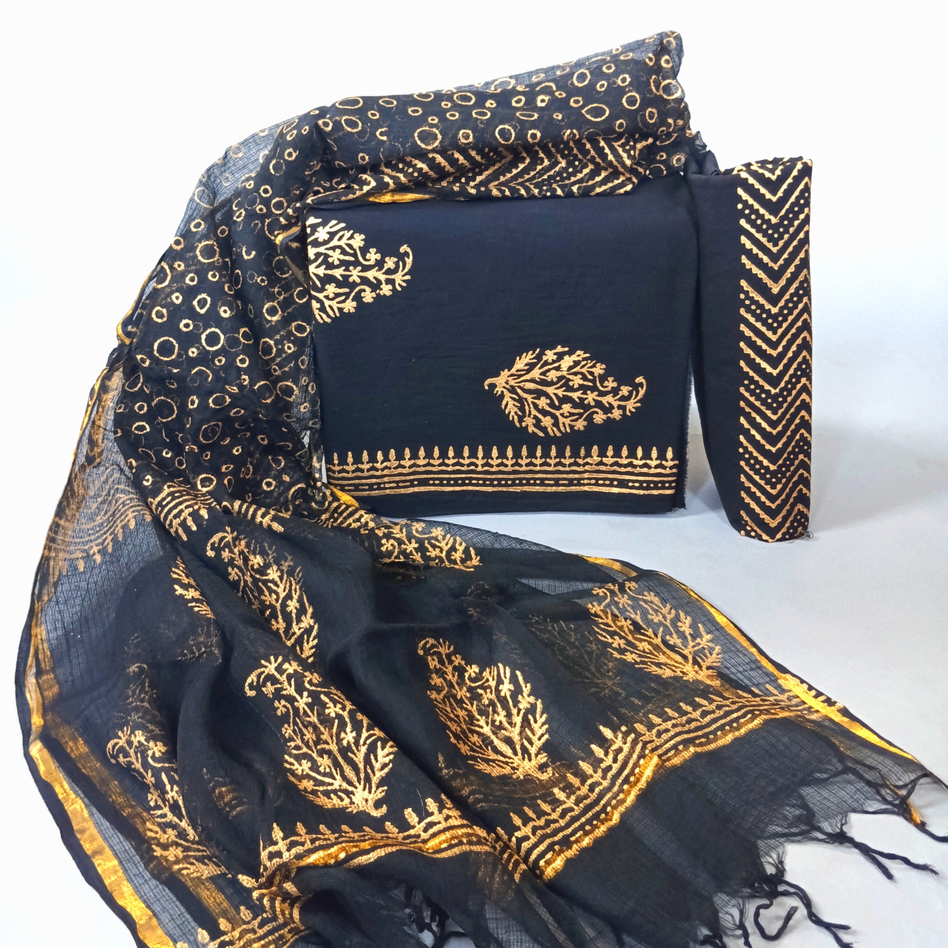 COTTON SUIT WITH KOTA DORIYA DUPATTA – Sethani Craft