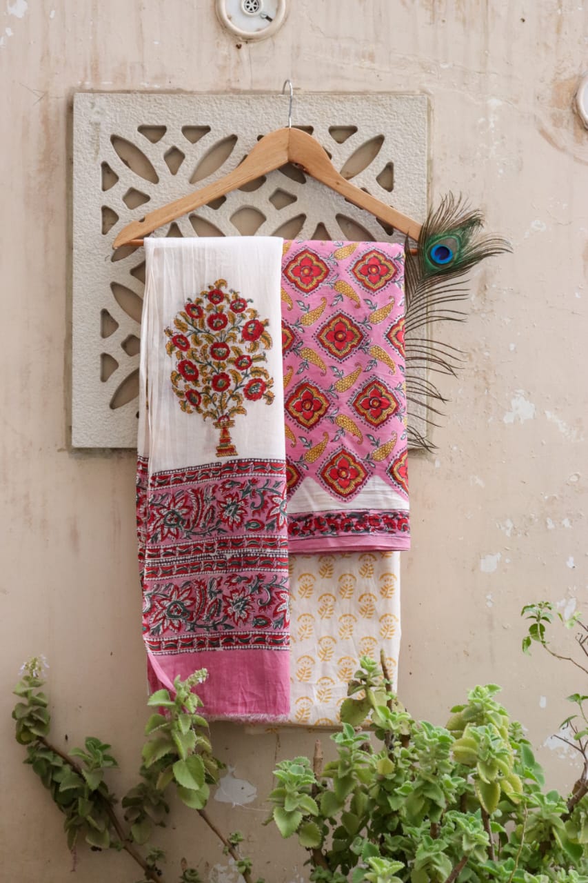 Dahlia Flower Jaal Print Suit Set – Sethani Craft