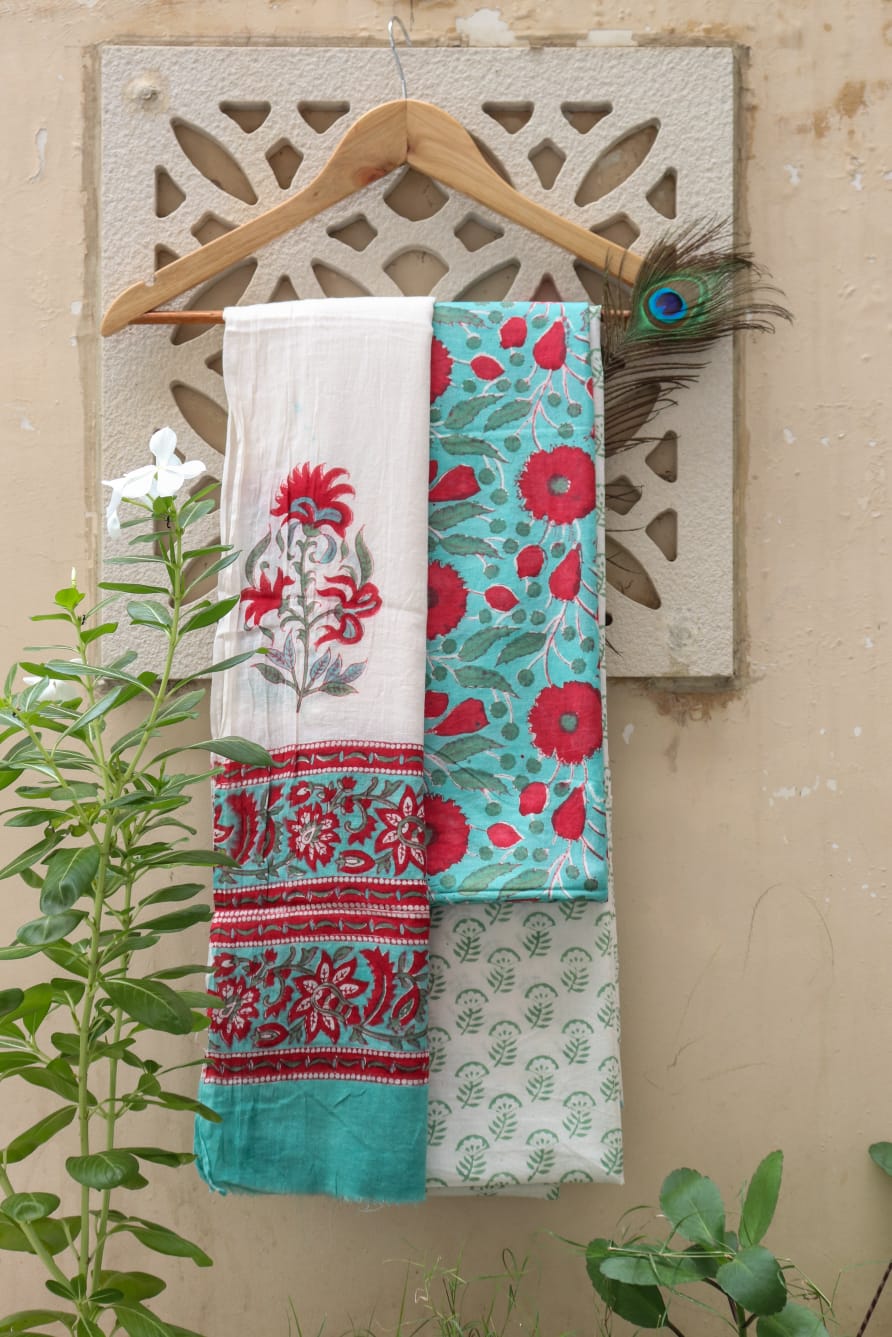 Kaiya Flower Jaal Print Suit Set – Sethani Craft